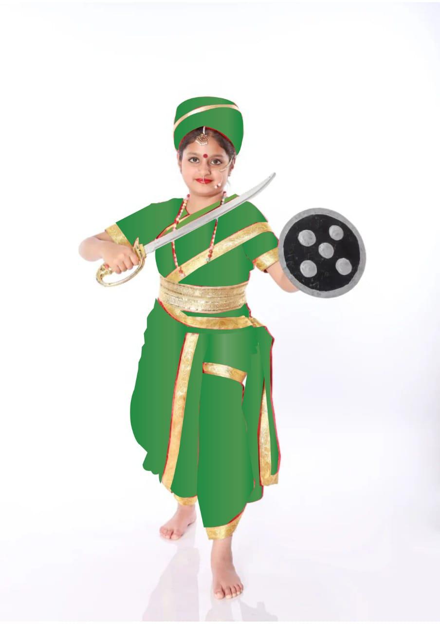 Jhansi Ki Rani Laxmi Bai Fancy Dress Costume Green Buy Or Rent Online